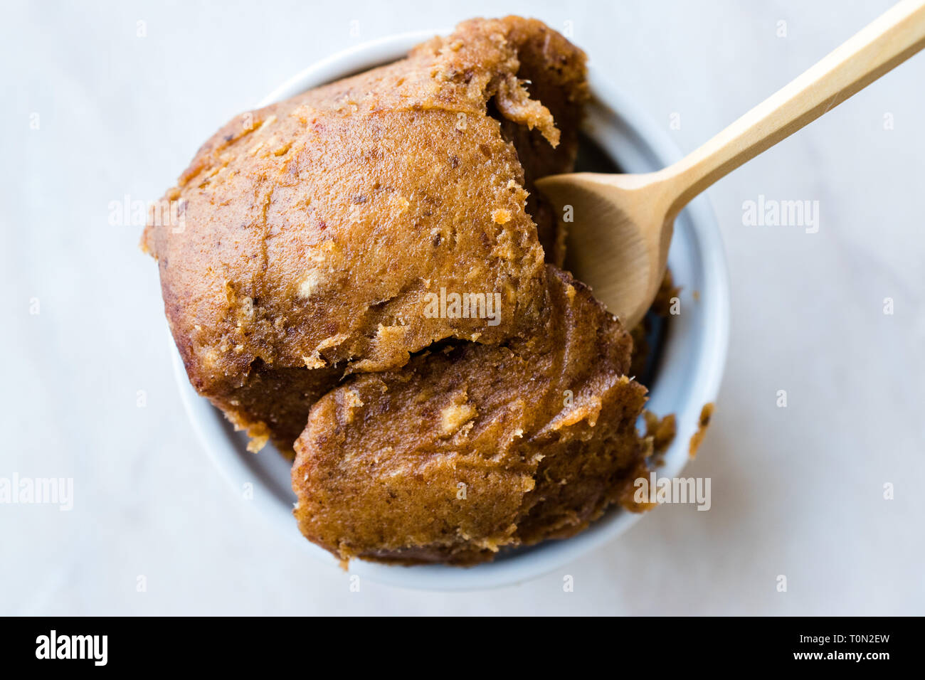 Japanese Miso Paste with Wooden Spoon. Traditional Organic Food Stock ...