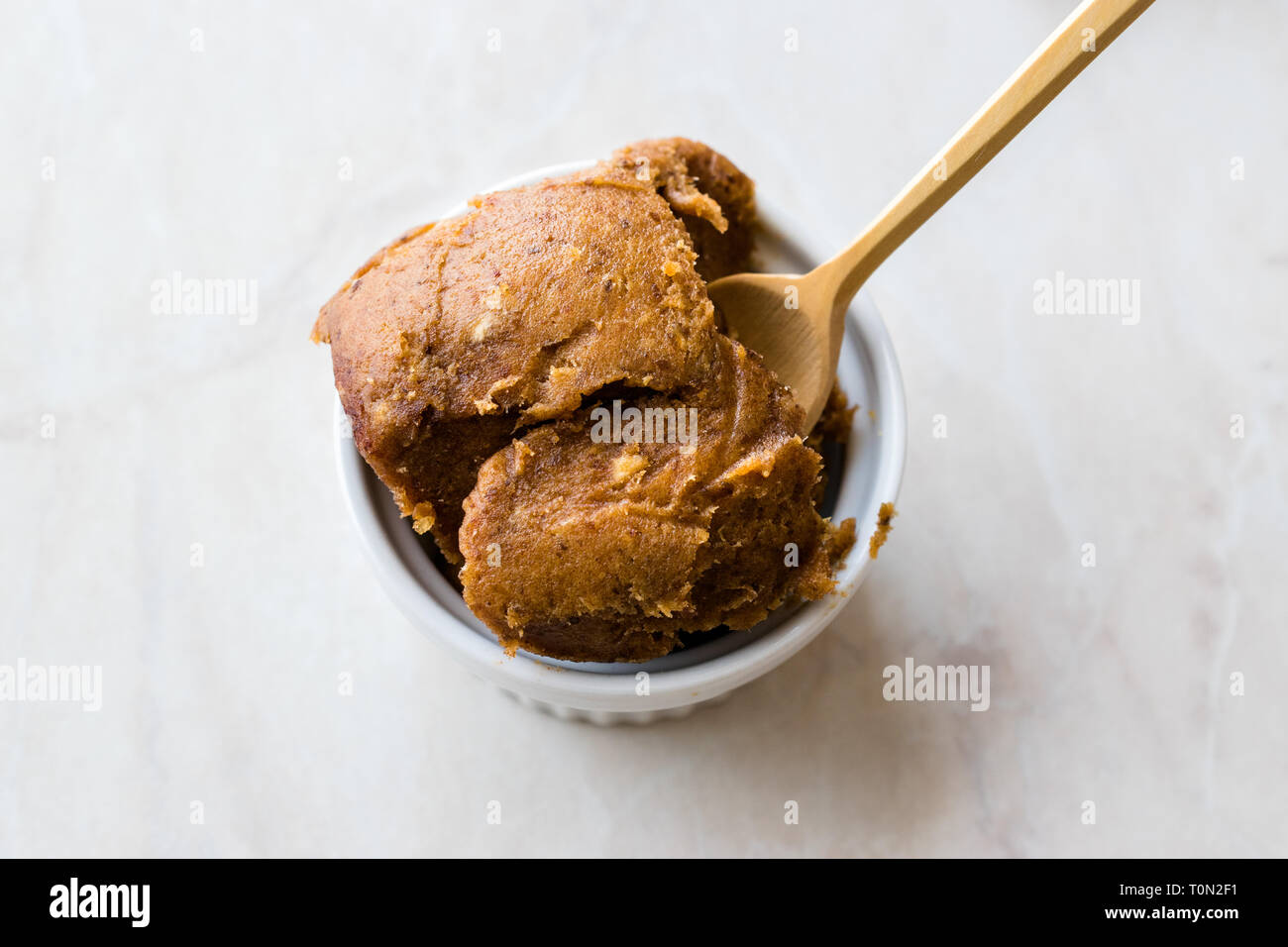 Japanese Miso Paste with Wooden Spoon. Traditional Organic Food Stock ...