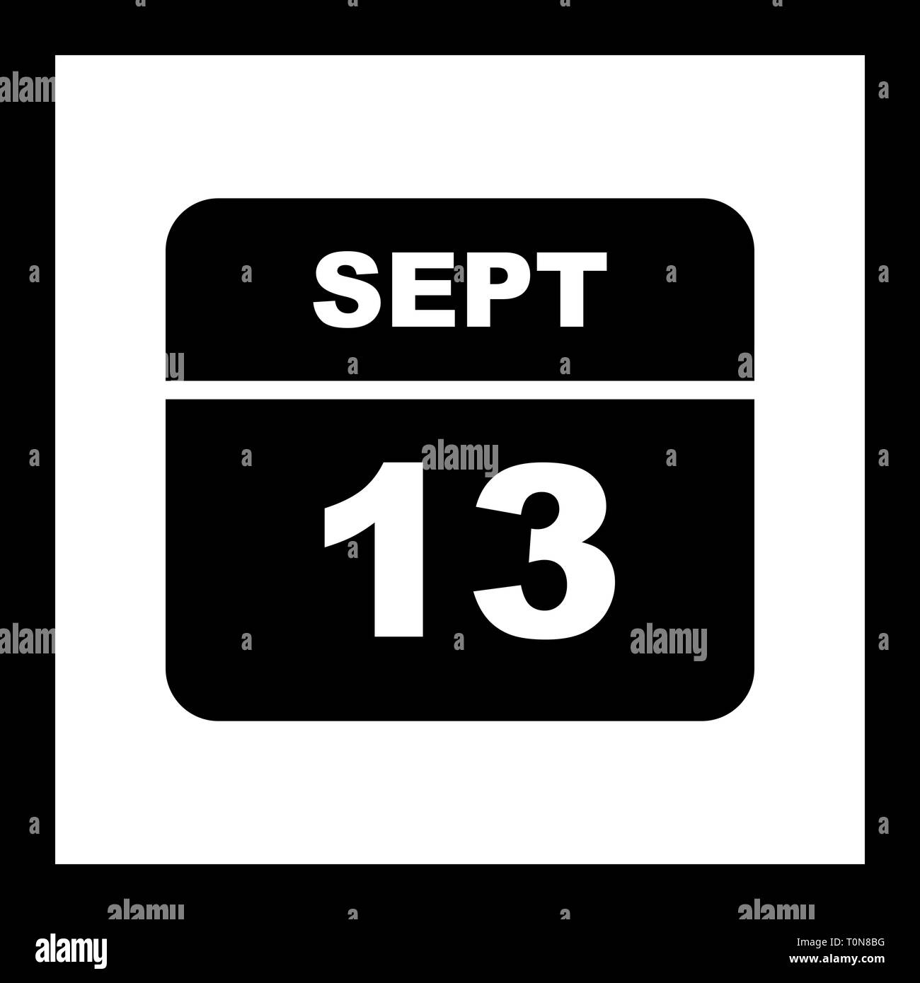 September 13 calendar Black and White Stock Photos & Images - Alamy