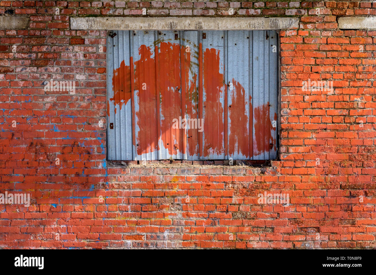 Close up of an old closed window in a classic red old wall Stock Photo ...