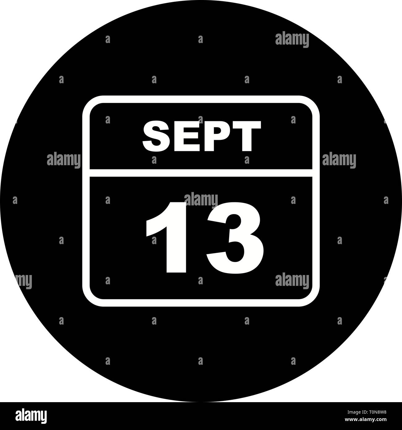 September 13 calendar Black and White Stock Photos & Images - Alamy
