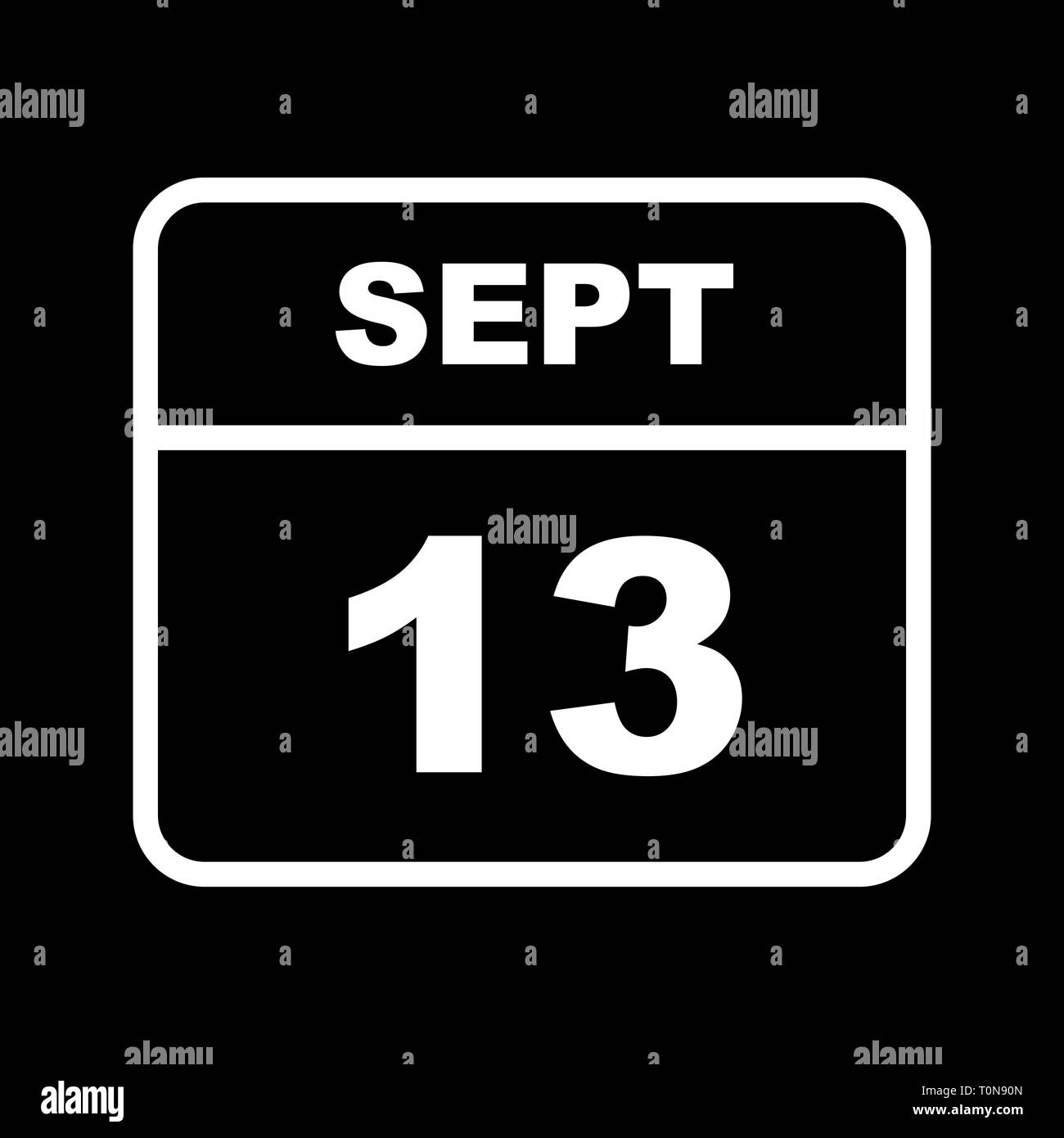 September 13 calendar Black and White Stock Photos & Images - Alamy