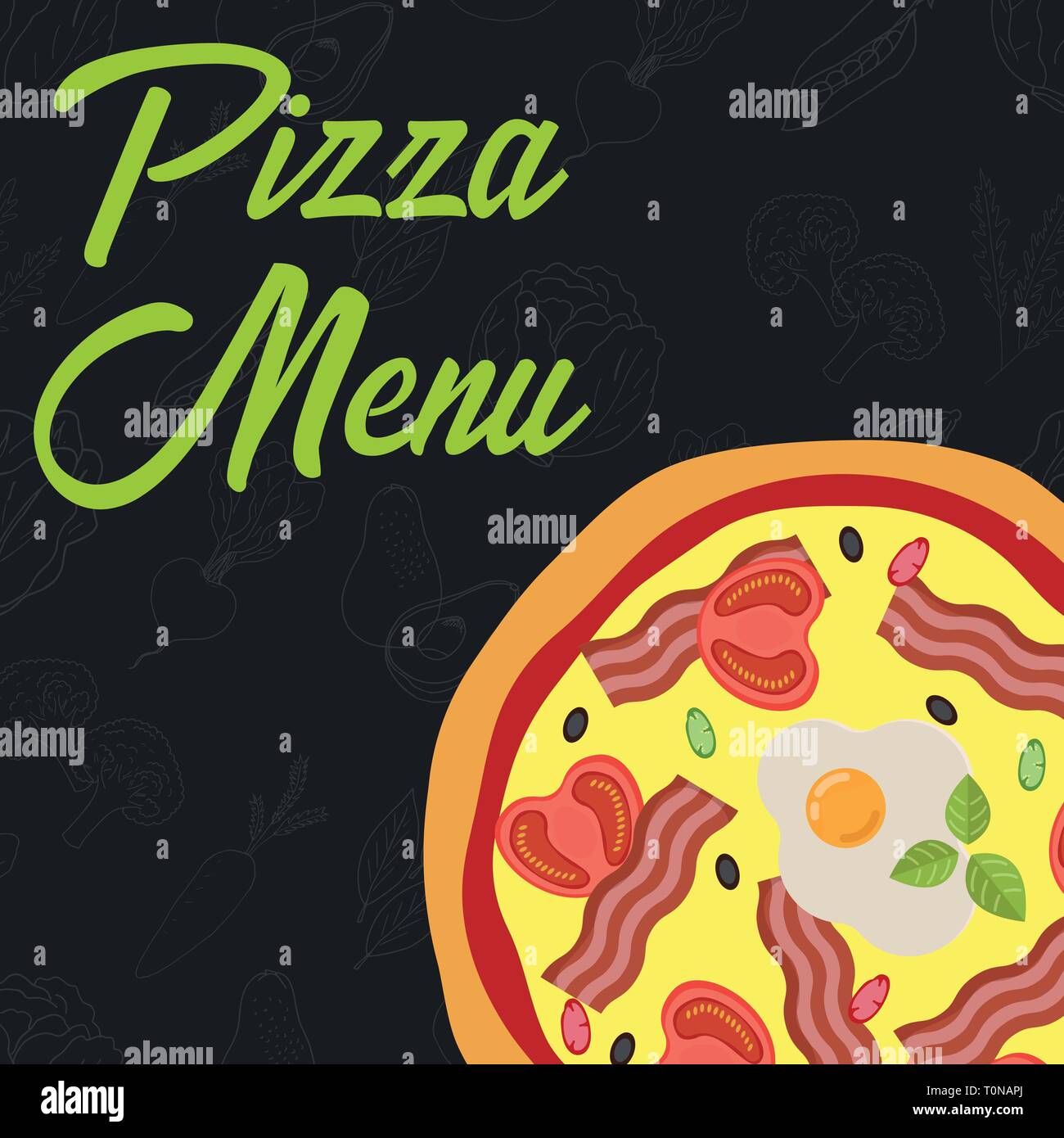 Menu concept for restaurant and cafe. Pizza menu template. Flat style ...