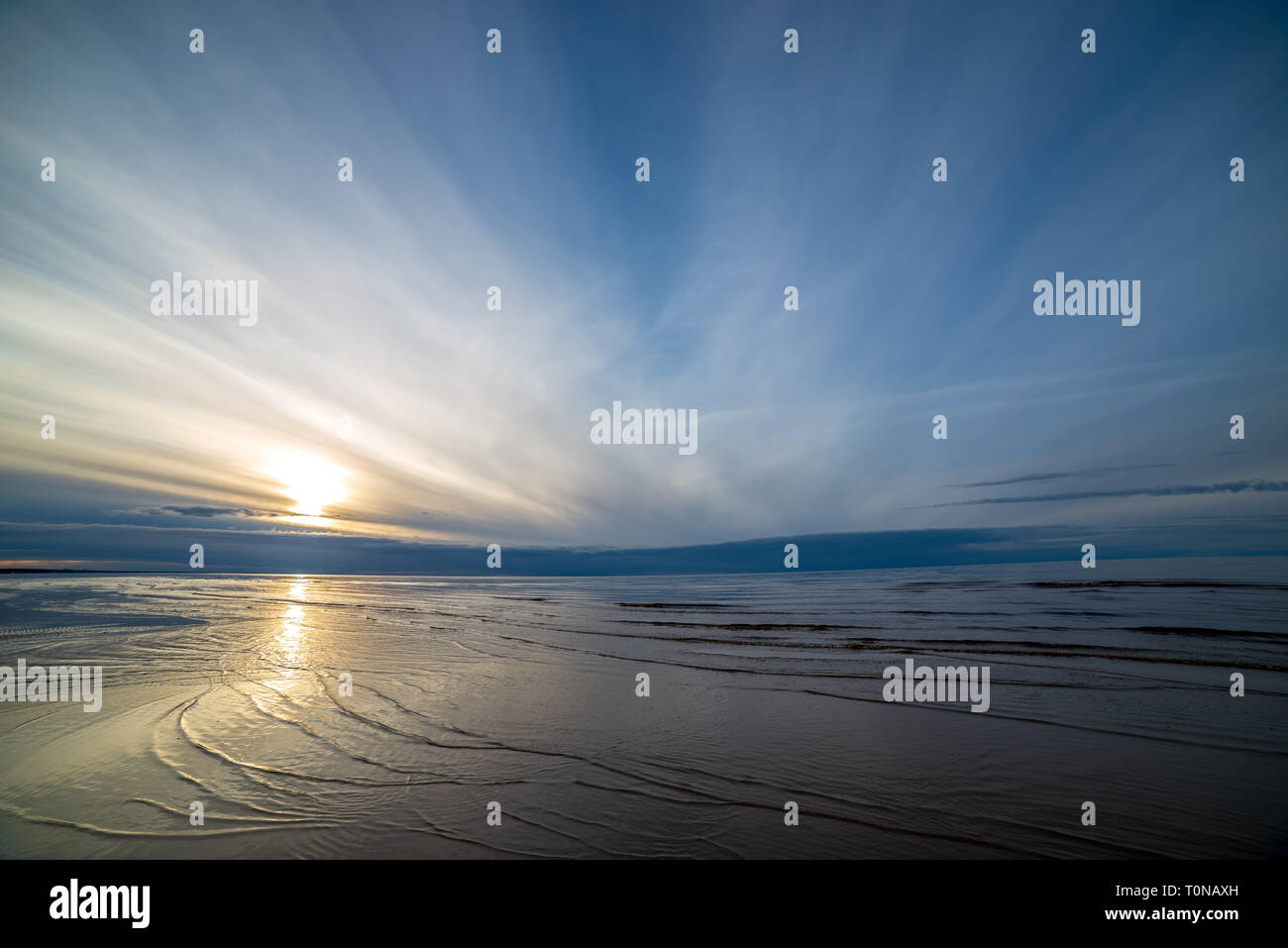 calm morning in summer on the sea beach. stretch clouds and silence for ...