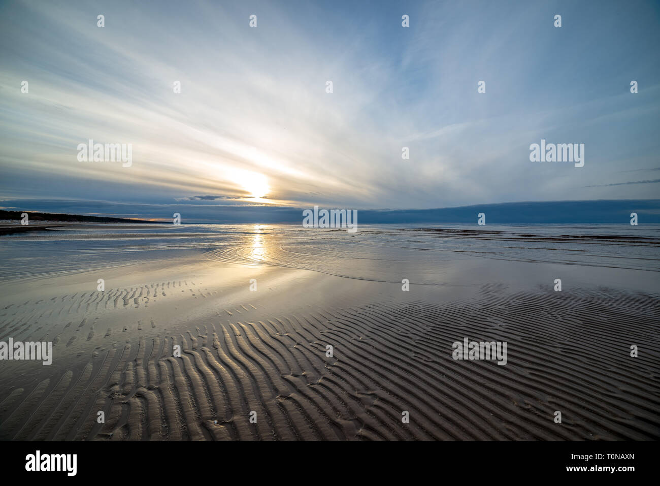 calm morning in summer on the sea beach. stretch clouds and silence for ...