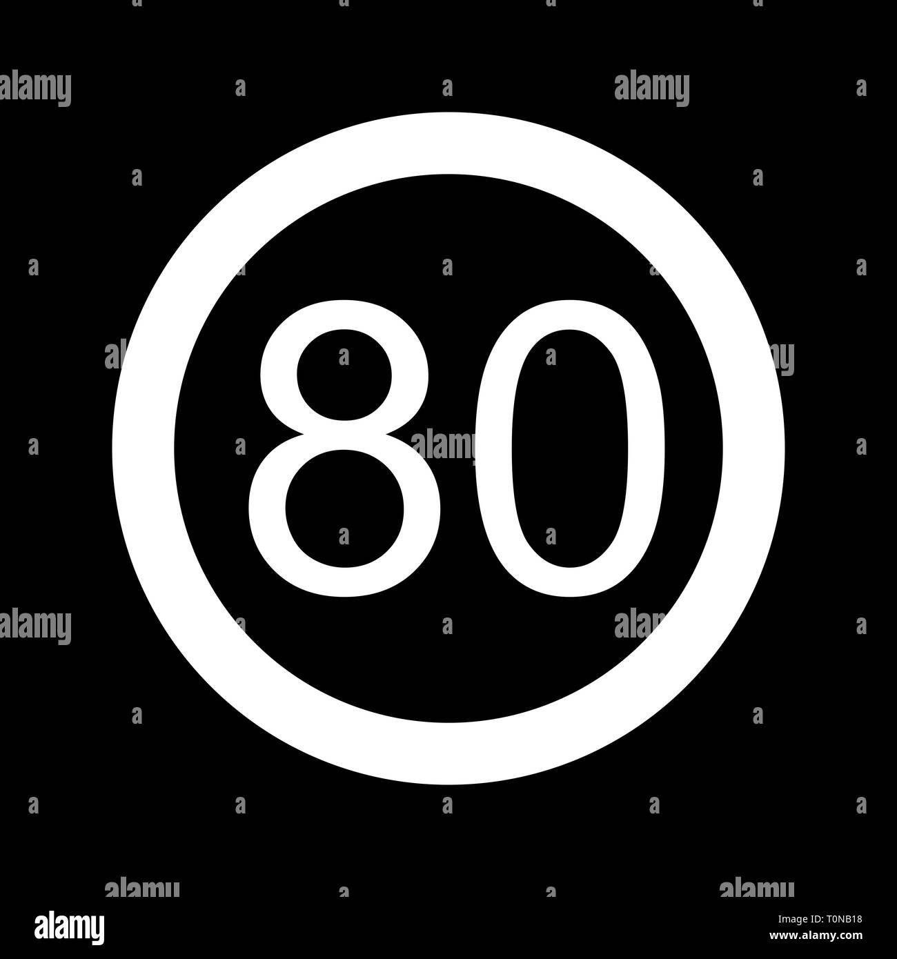Illustration Speed limit 80 Icon Stock Photo - Alamy