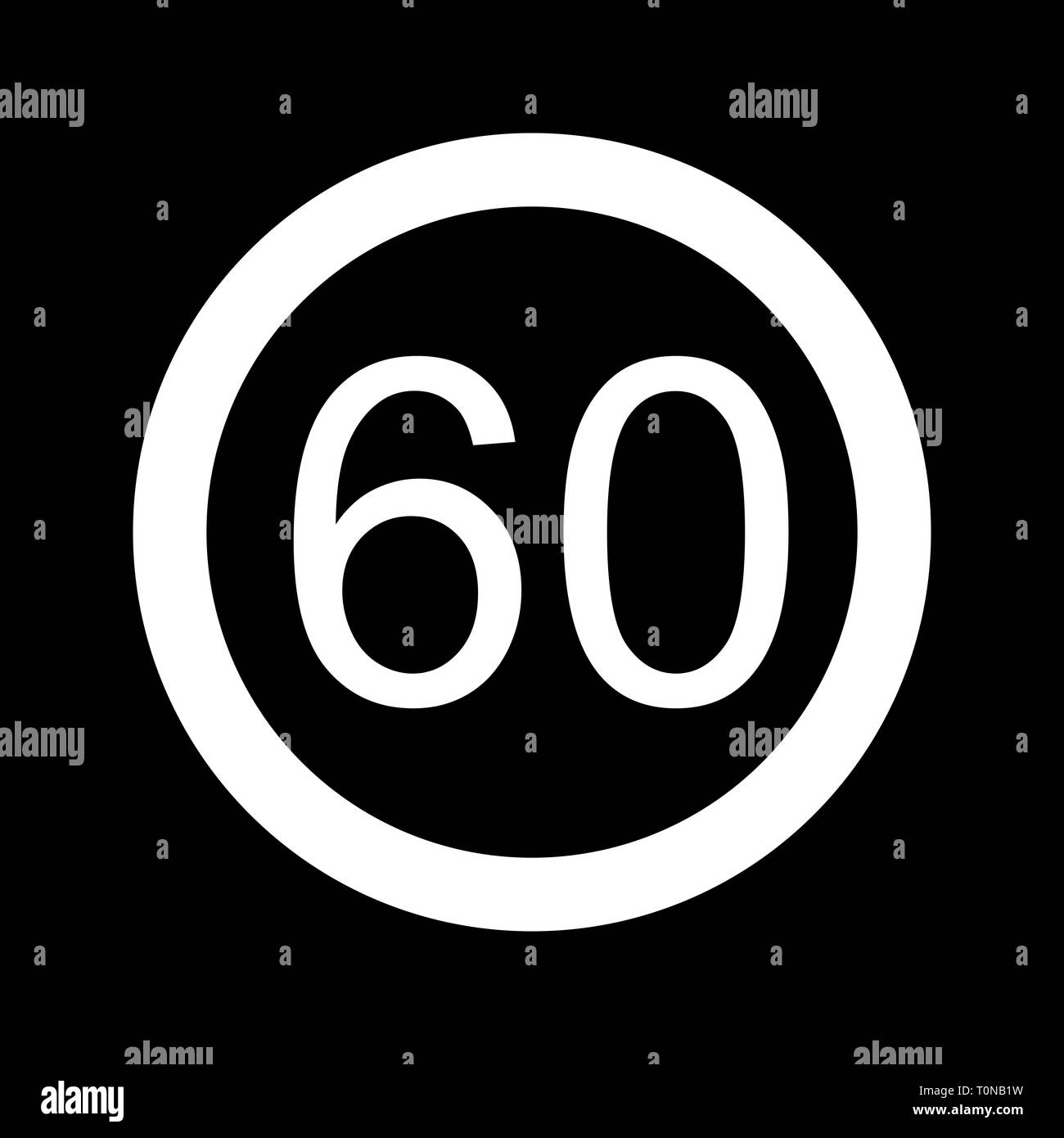 Illustration Speed limit 60 Icon Stock Photo - Alamy