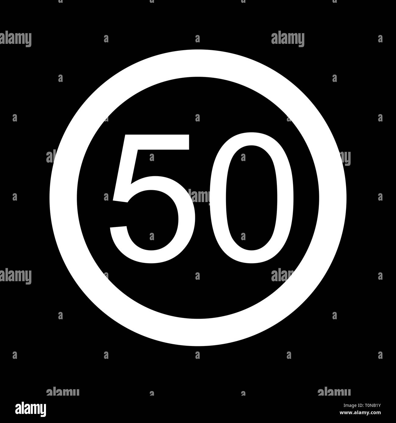 Illustration Speed limit 50 Icon Stock Photo - Alamy