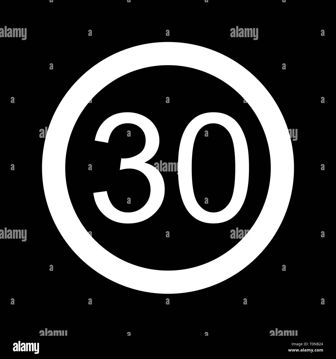 Illustration Speed limit 30 Icon Stock Photo - Alamy