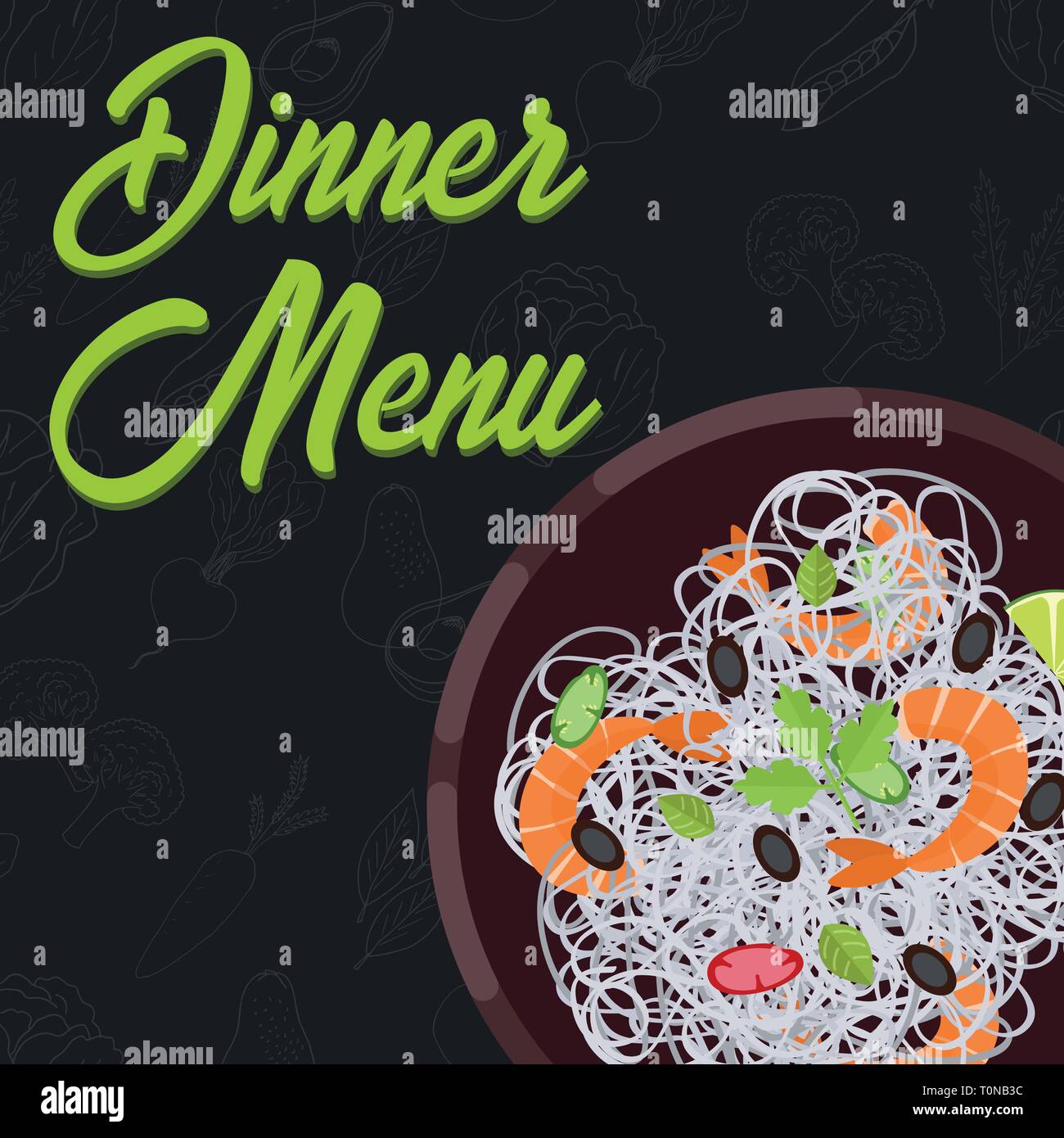 Menu concept for restaurant and cafe. Dinner menu template Flat style ...