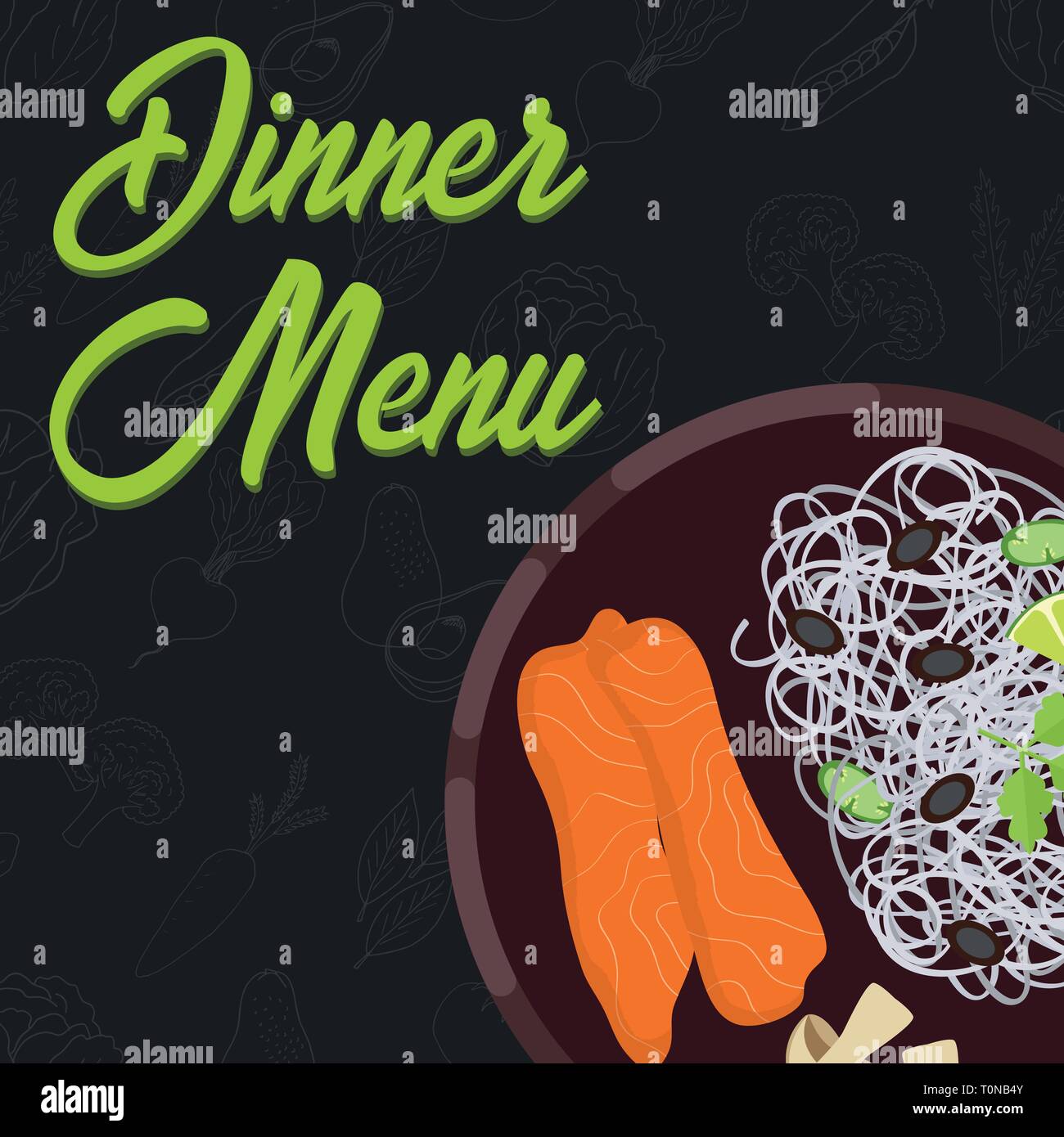 Menu concept for restaurant and cafe. Dinner menu template Flat style ...