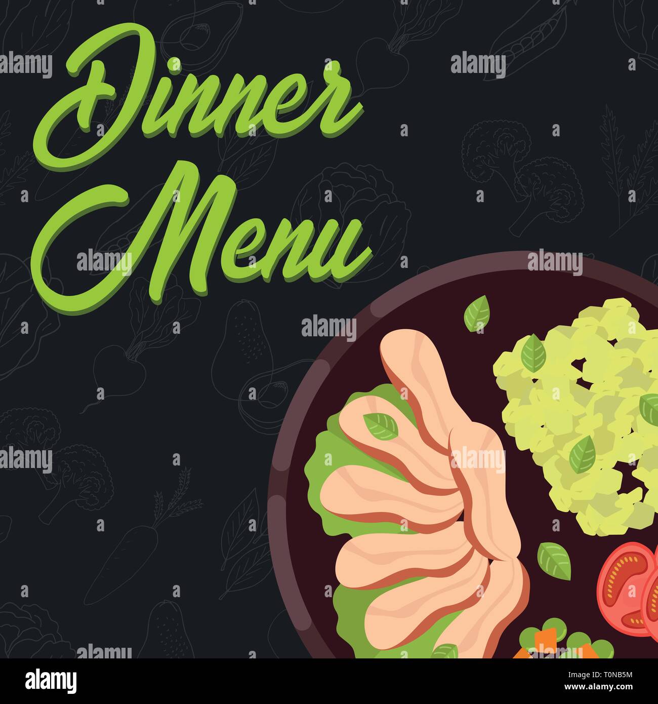 Menu concept for restaurant and cafe. Dinner menu template Flat style ...