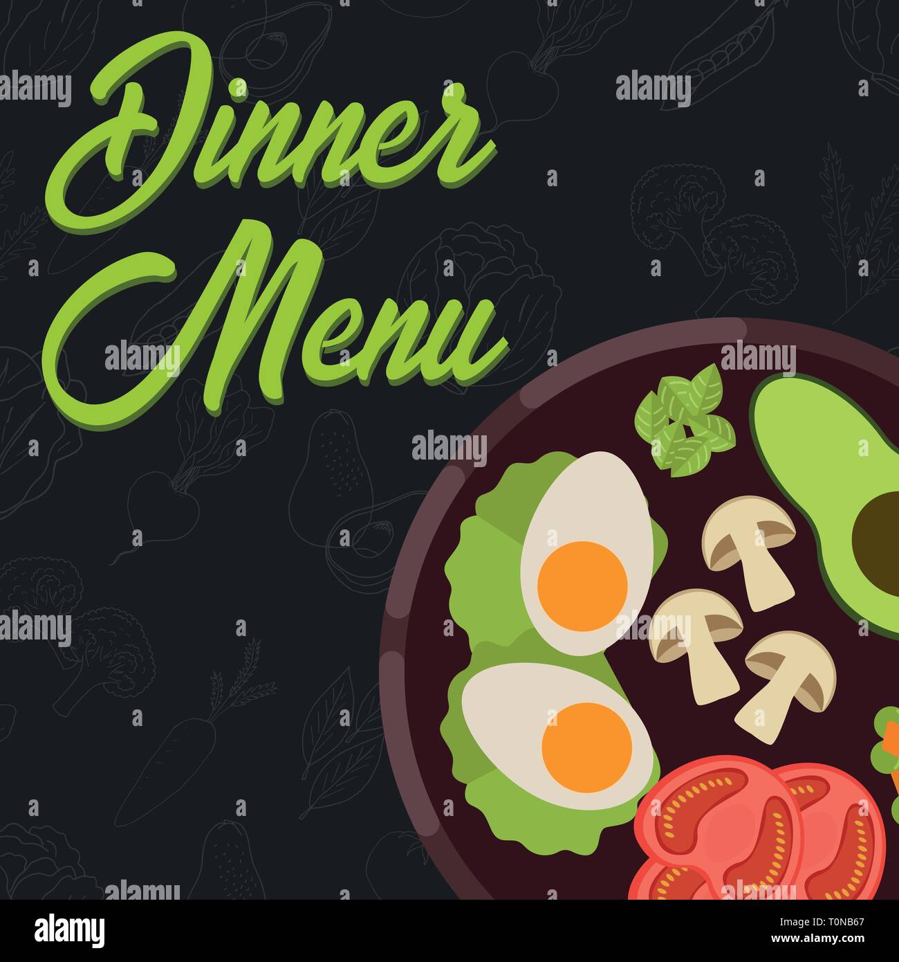 Menu concept for restaurant and cafe. Dinner menu template Flat style ...