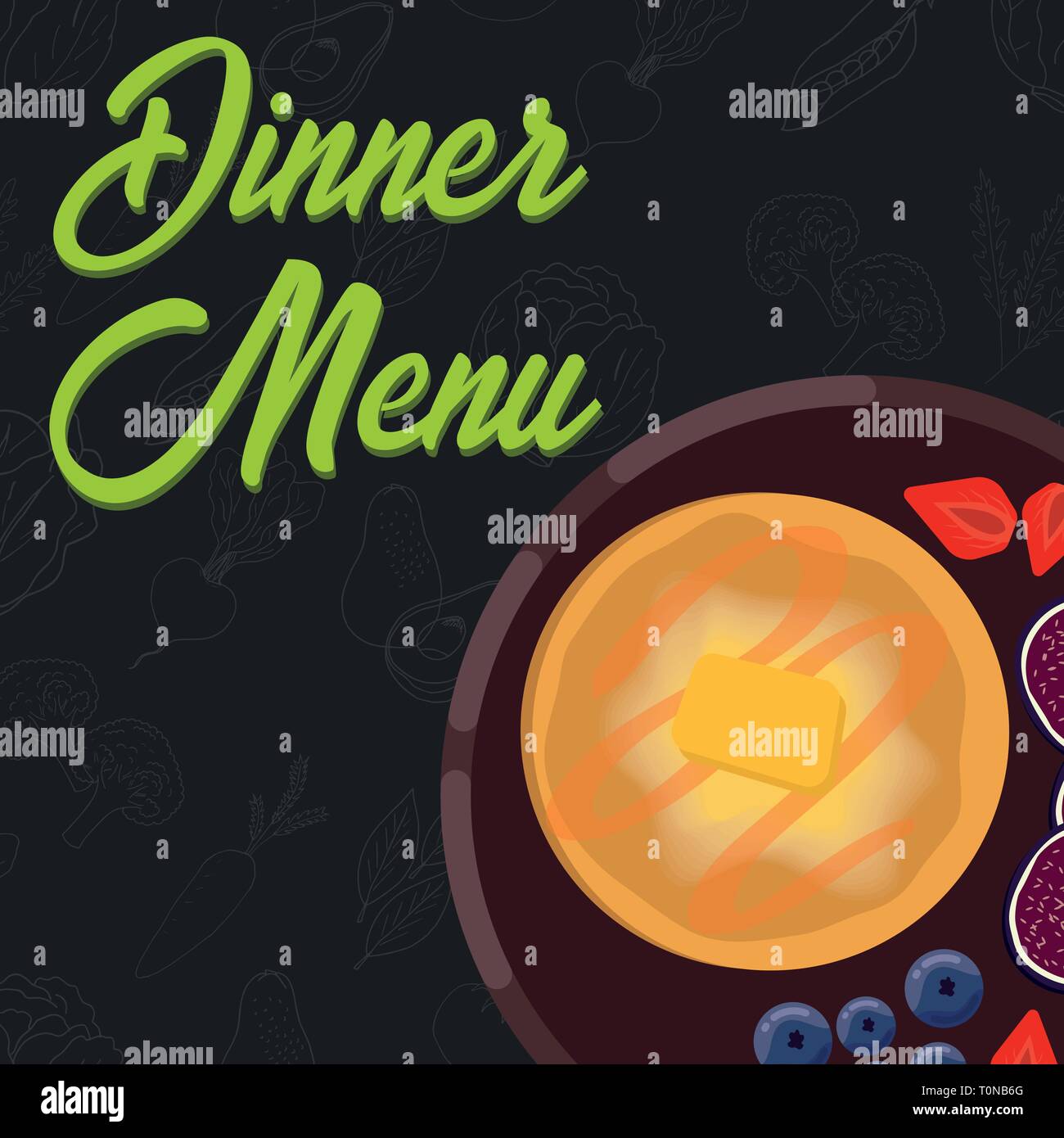 Menu concept for restaurant and cafe. Dinner menu template Flat style ...