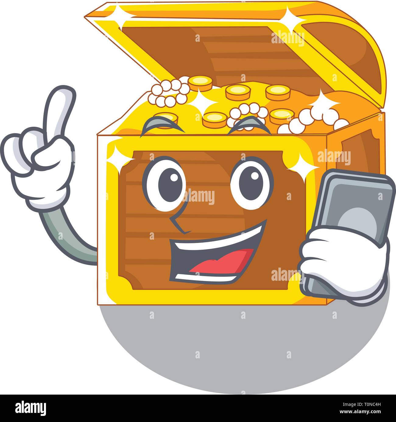 With phone treasure underwater isolated with the mascot Stock Vector ...