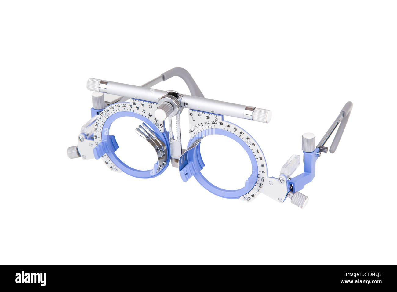 Closeup of eye test glasses on white background Stock Photo - Alamy