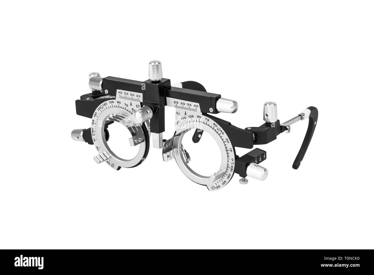 Closeup of eye test glasses on white background Stock Photo - Alamy