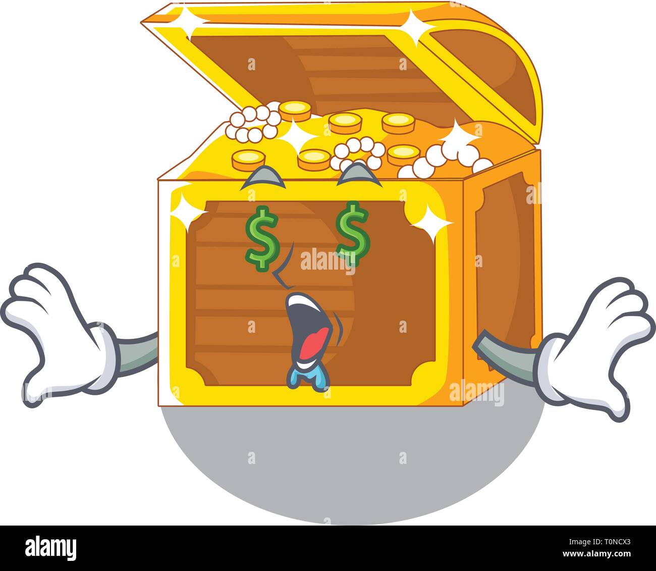 Money eye miniature underwater treasure above cartoon table Stock ...