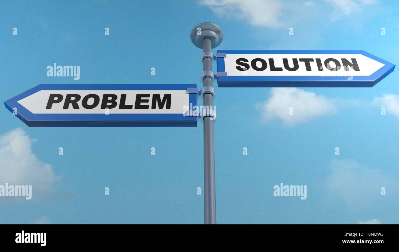 Road signs solution problem hi-res stock photography and images - Alamy