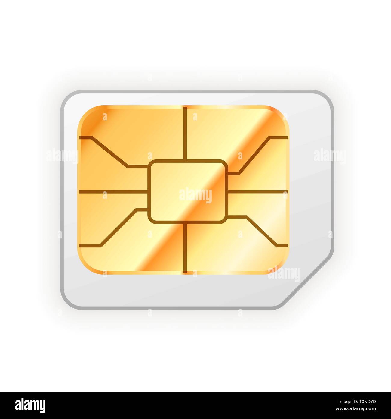 Blank micro sim card for phone with golden glossy chip isolated on ...