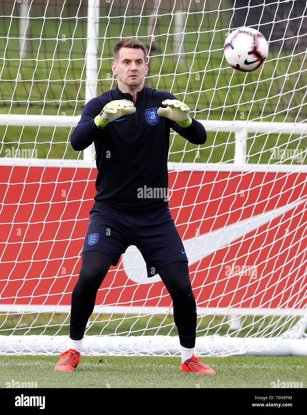 England goalkeeper Tom Heaton during the training session at St George ...
