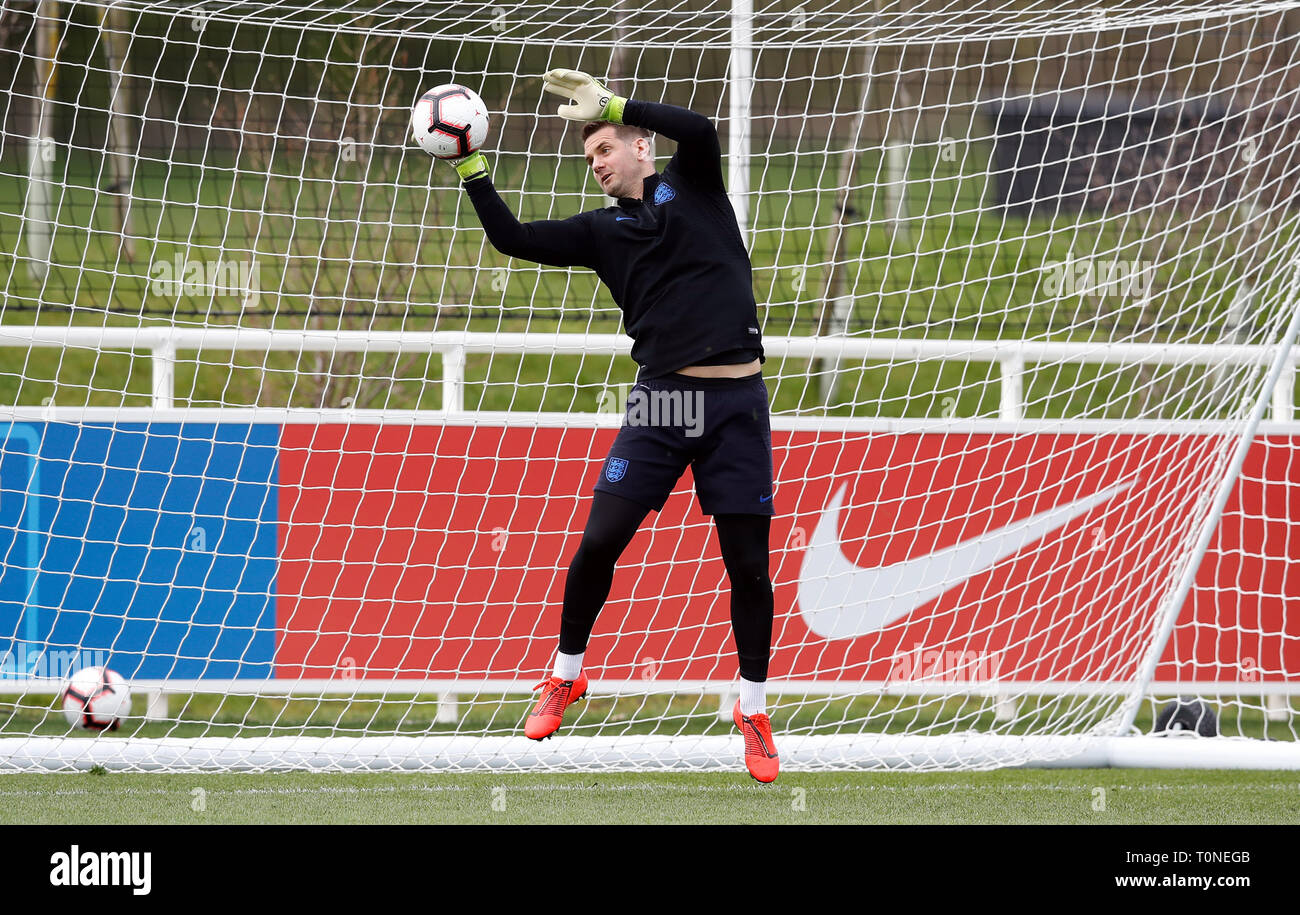 England goalkeeper Tom Heaton during the training session at St George ...