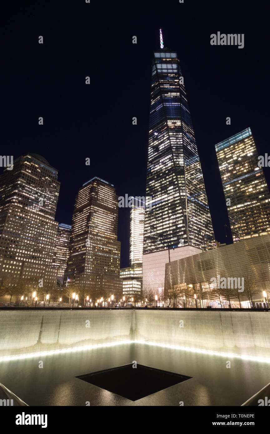 911 Memorial At Night