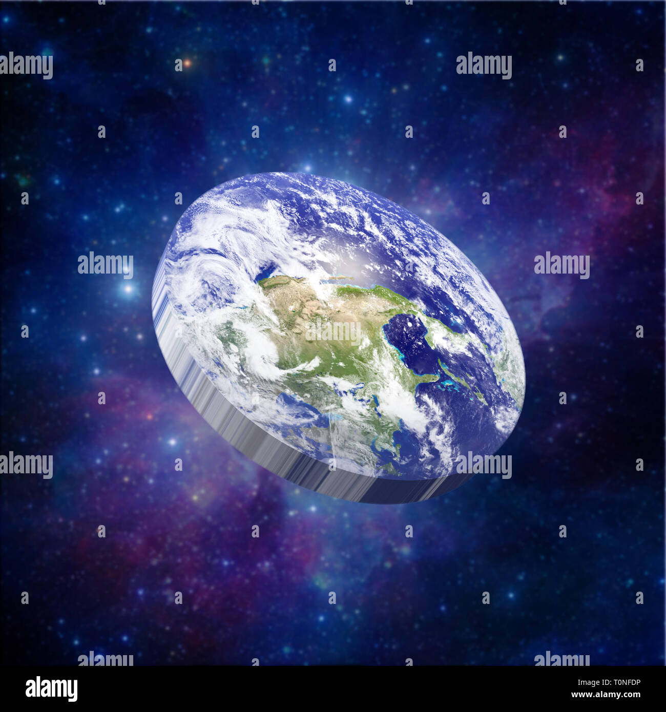 flat earth theory concept Stock Photo - Alamy