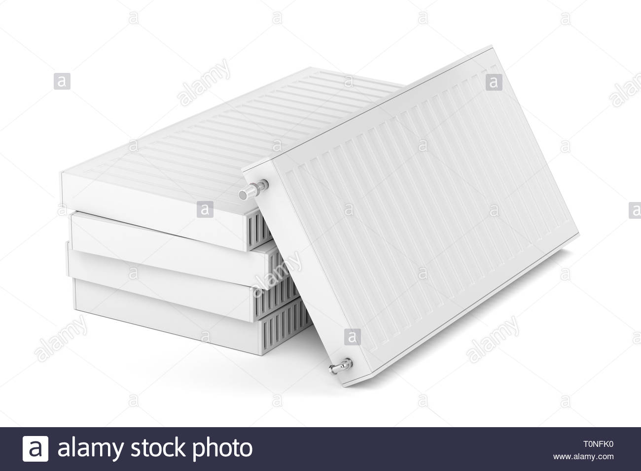 Stack with heating radiators on white background Stock Photo - Alamy