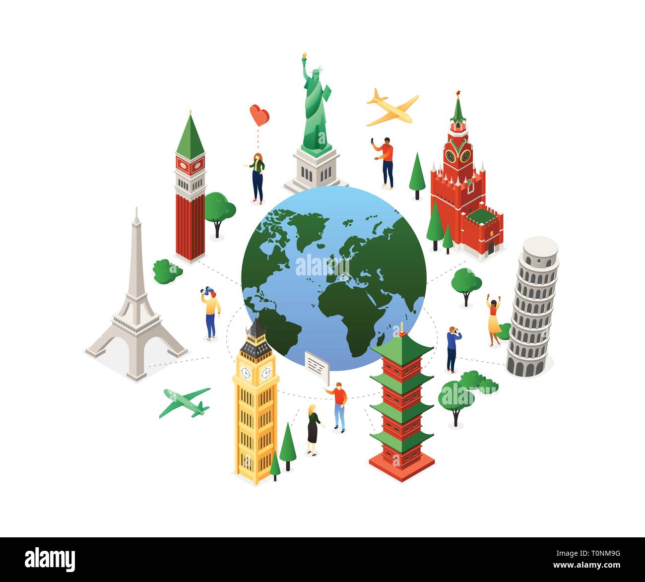 Travel around the world - colorful isometric illustration Stock Vector ...