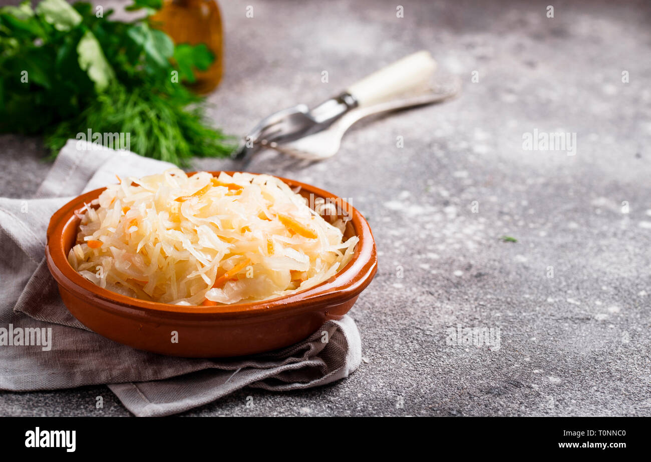 Homemade sauerkraut or pickled cabbage Stock Photo - Alamy
