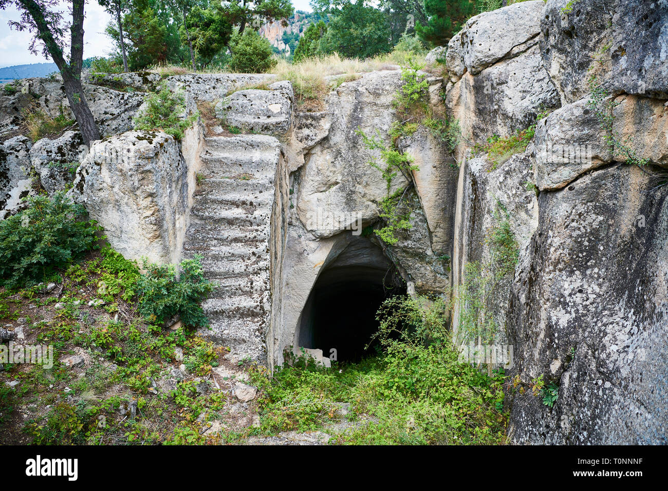 steps amd paths leading to the Phrygian water cistern of Midas city cut ...