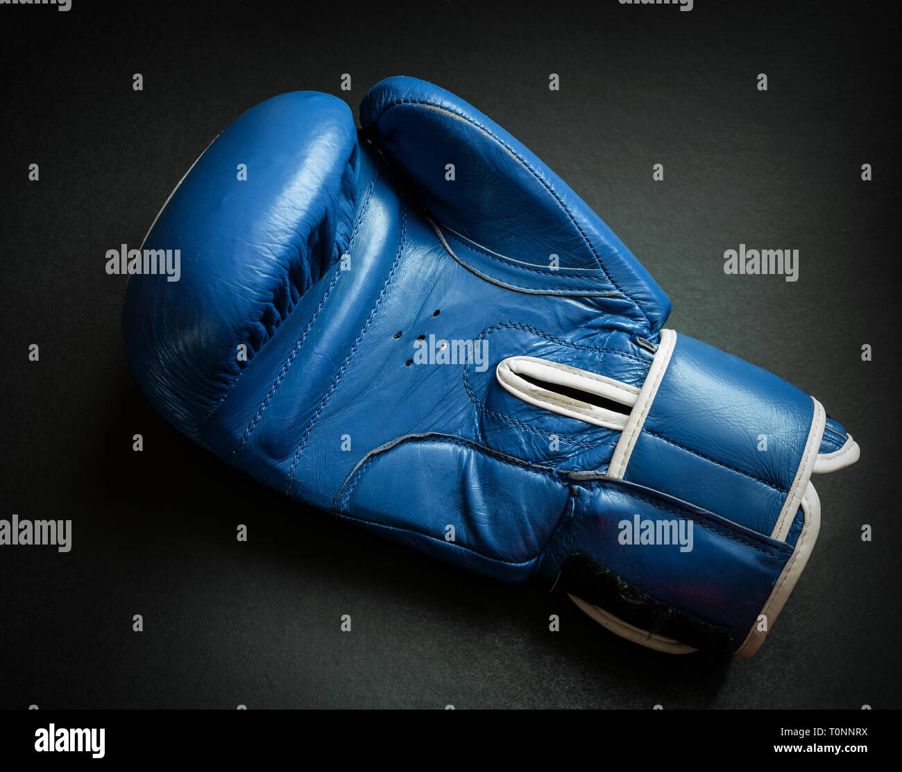 Blue leather hanging boxing gloves hi-res stock photography and images ...