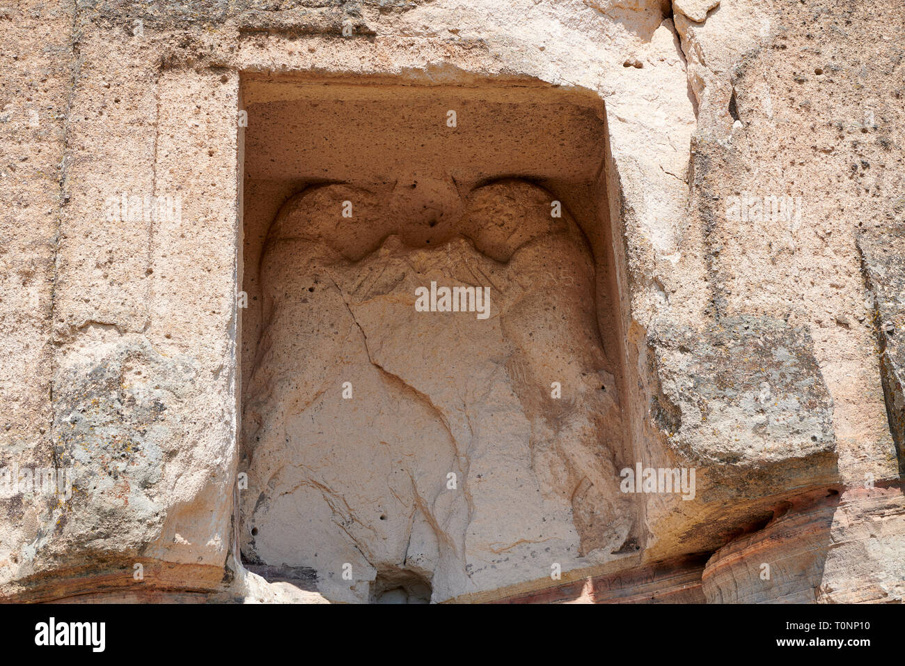 Close up of 2 standing lions of the Phrygian temple of Aslankaya, 7th ...