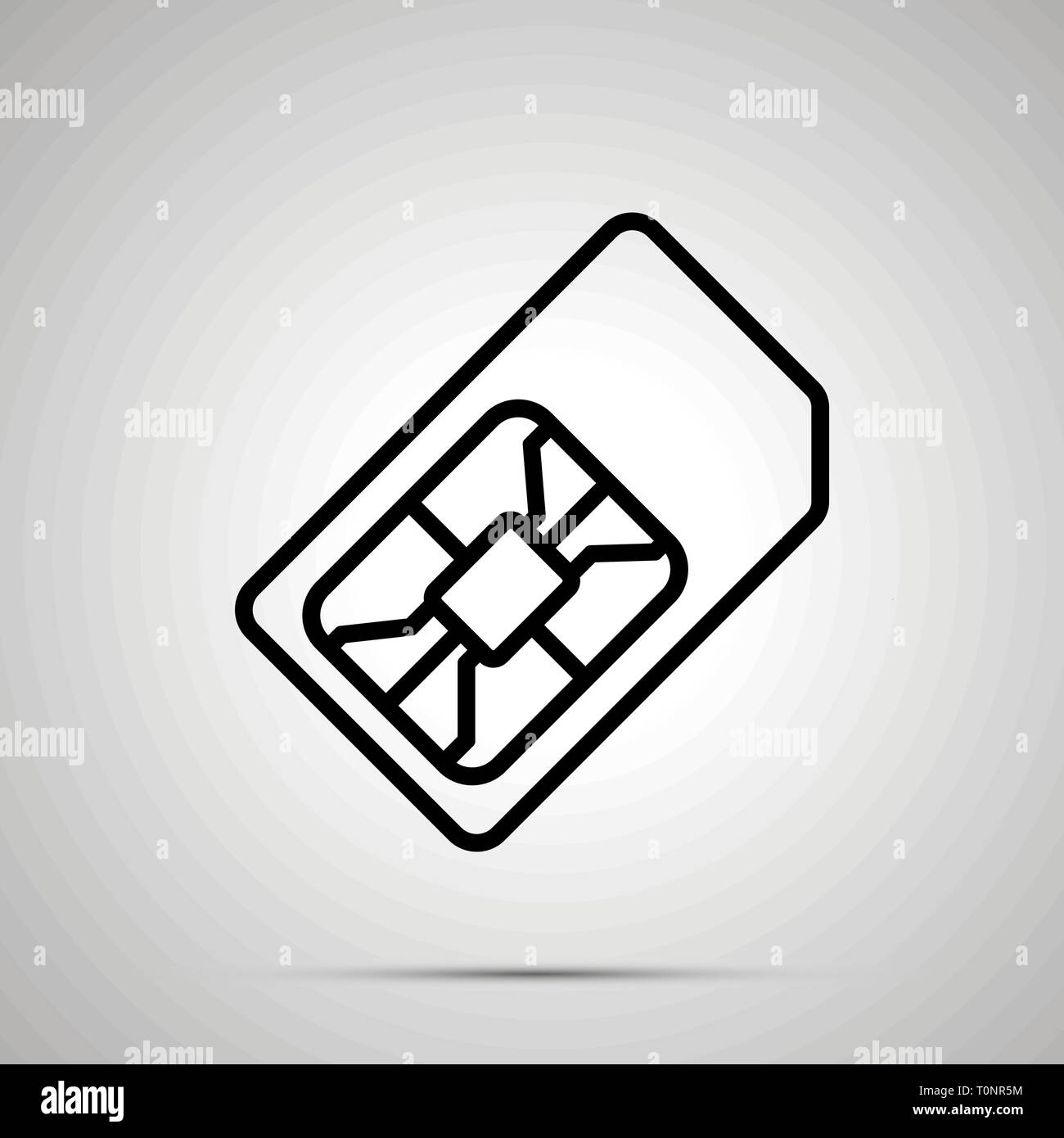 Phone sim card with chip, simple black silhouette on gray Stock Vector ...