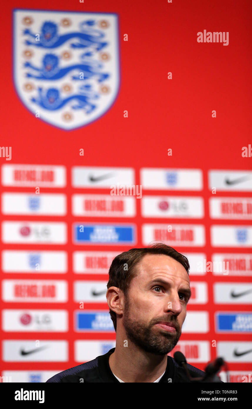 England manager Gareth Southgate during the press conference at Wembley ...