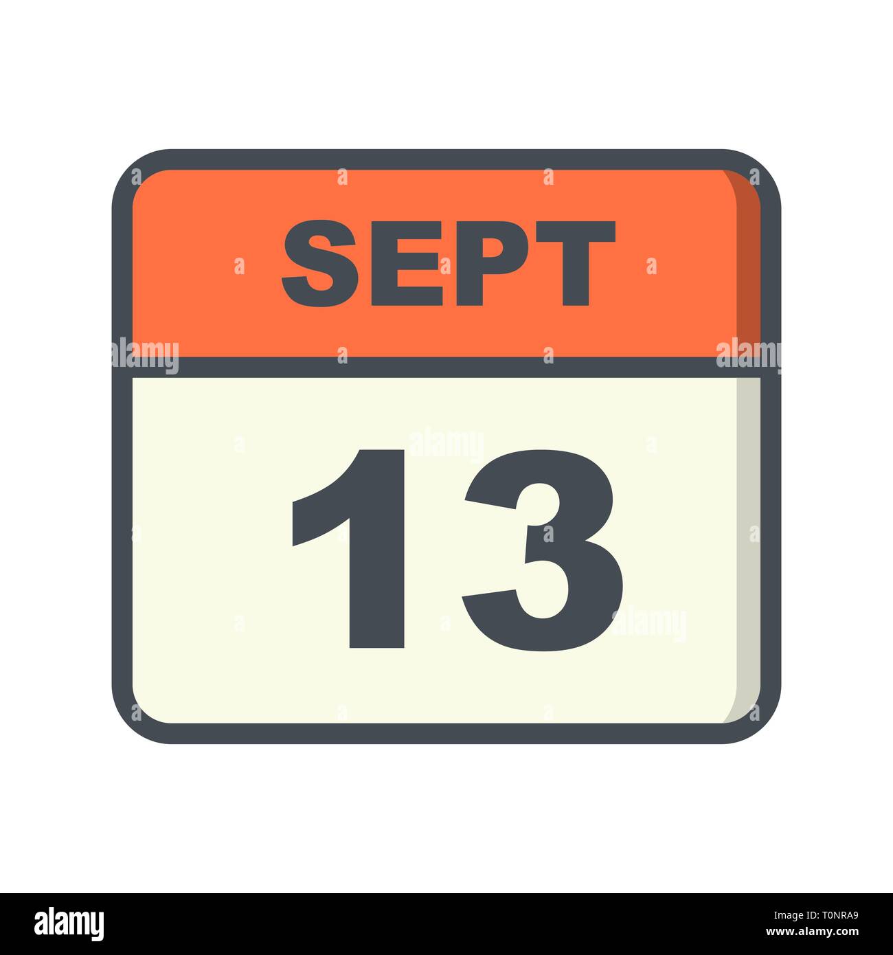 September 13 calendar icon vector flat illustration hi-res stock ...