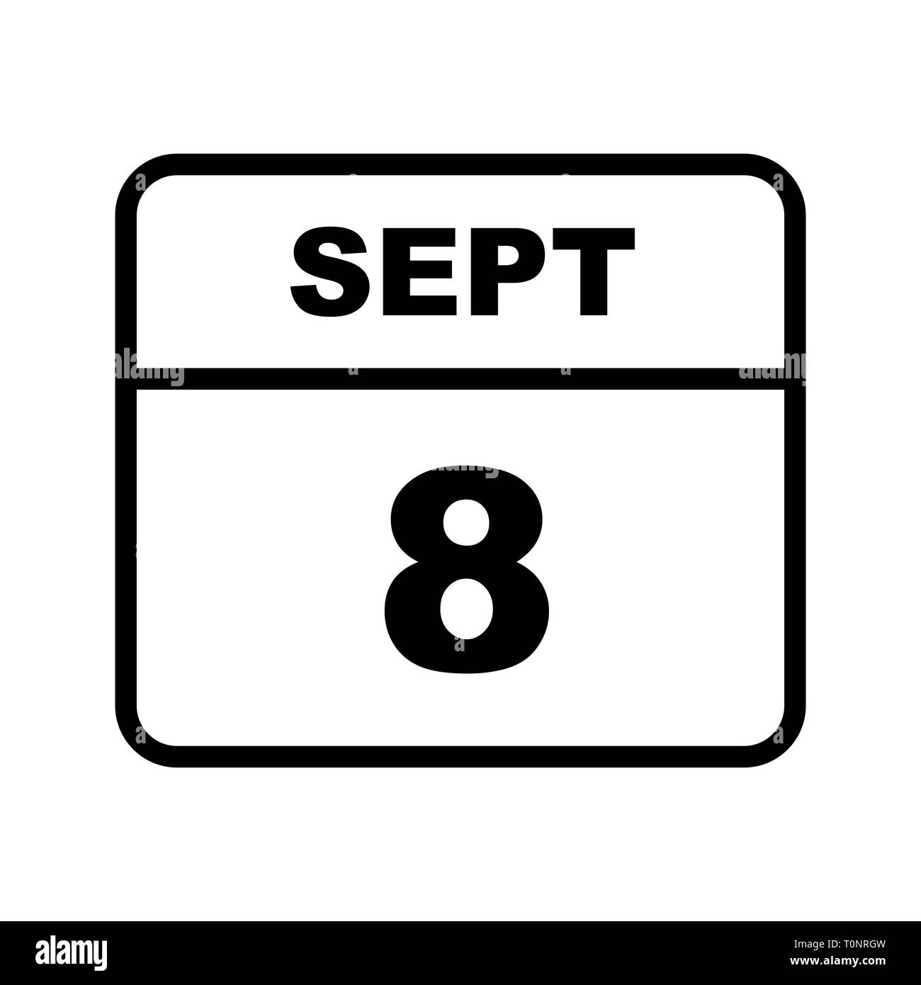 September 8th Date on a Single Day Calendar Stock Photo - Alamy