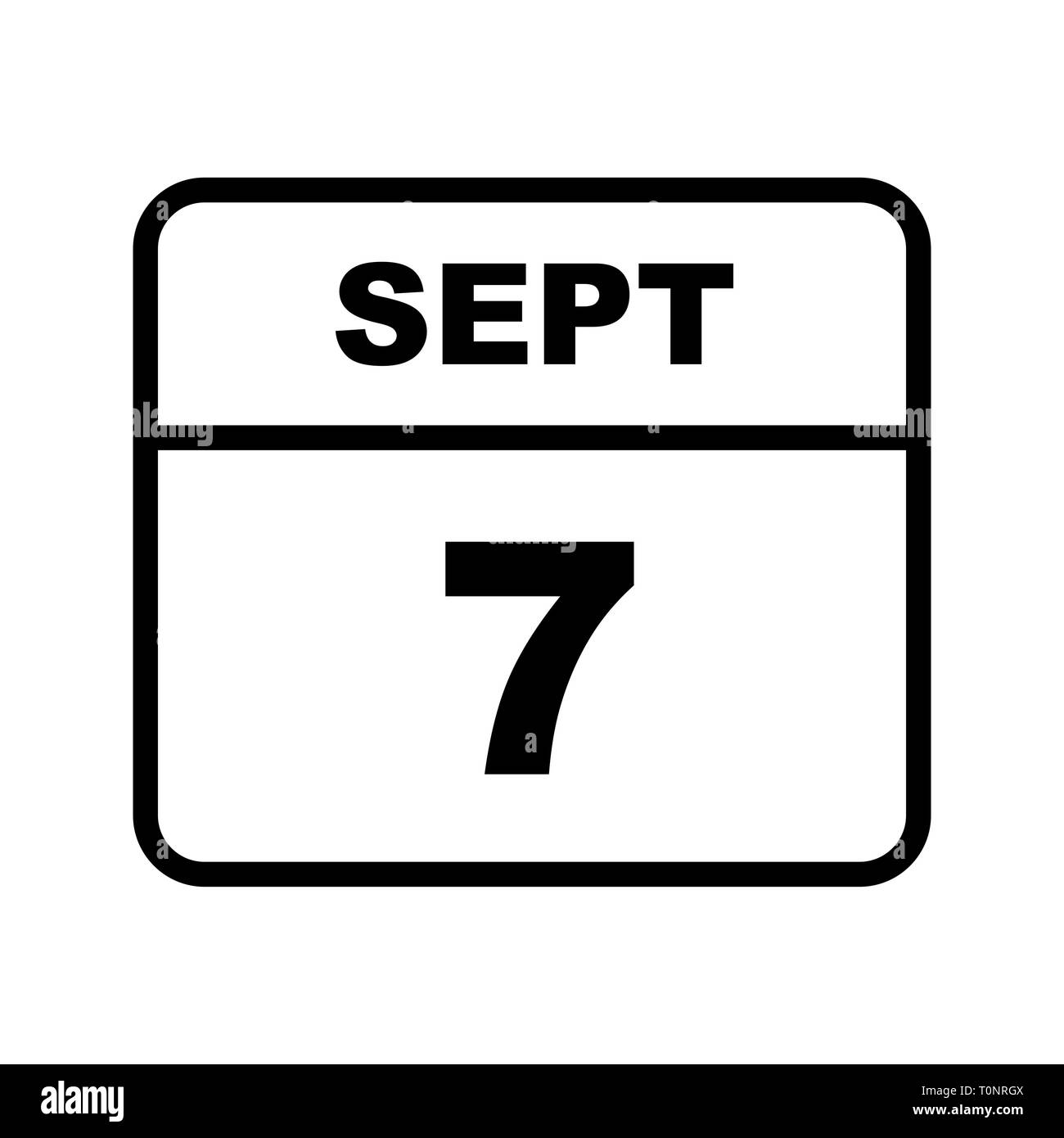 September 7th Date on a Single Day Calendar Stock Photo - Alamy