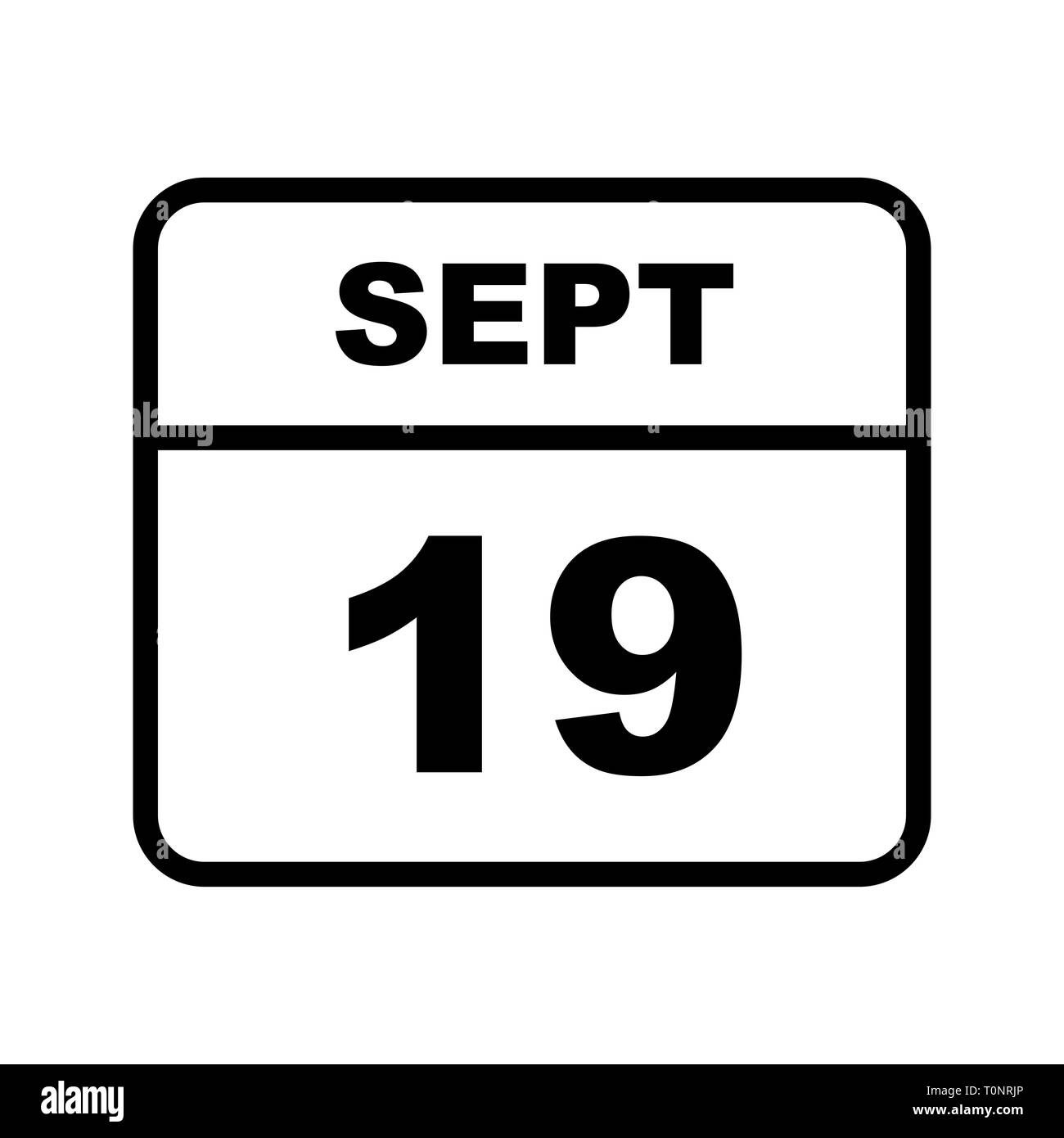 September 19th Date on a Single Day Calendar Stock Photo - Alamy