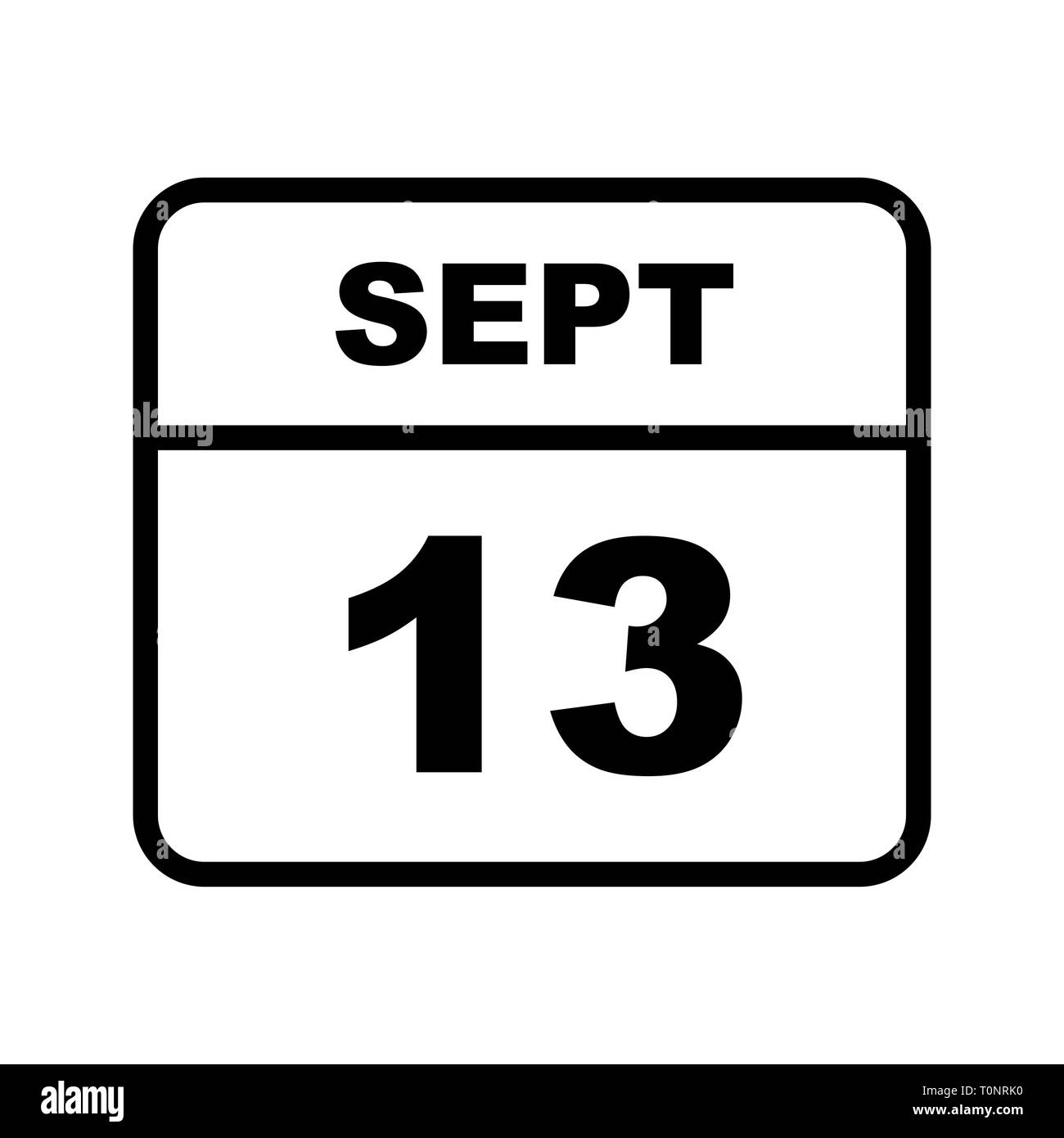 September 13th Date on a Single Day Calendar Stock Photo - Alamy