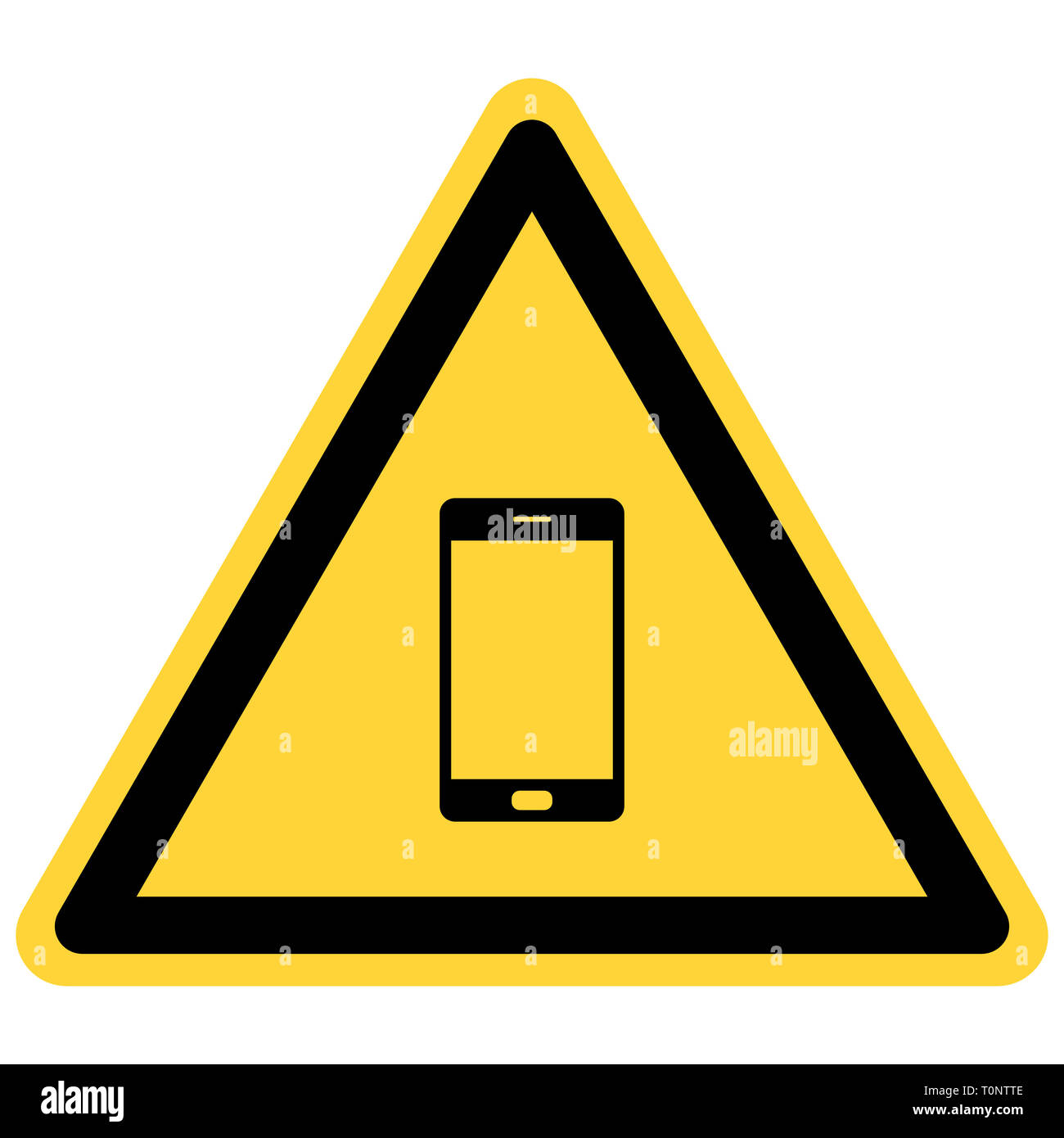 Smartphone and danger sign Stock Photo - Alamy