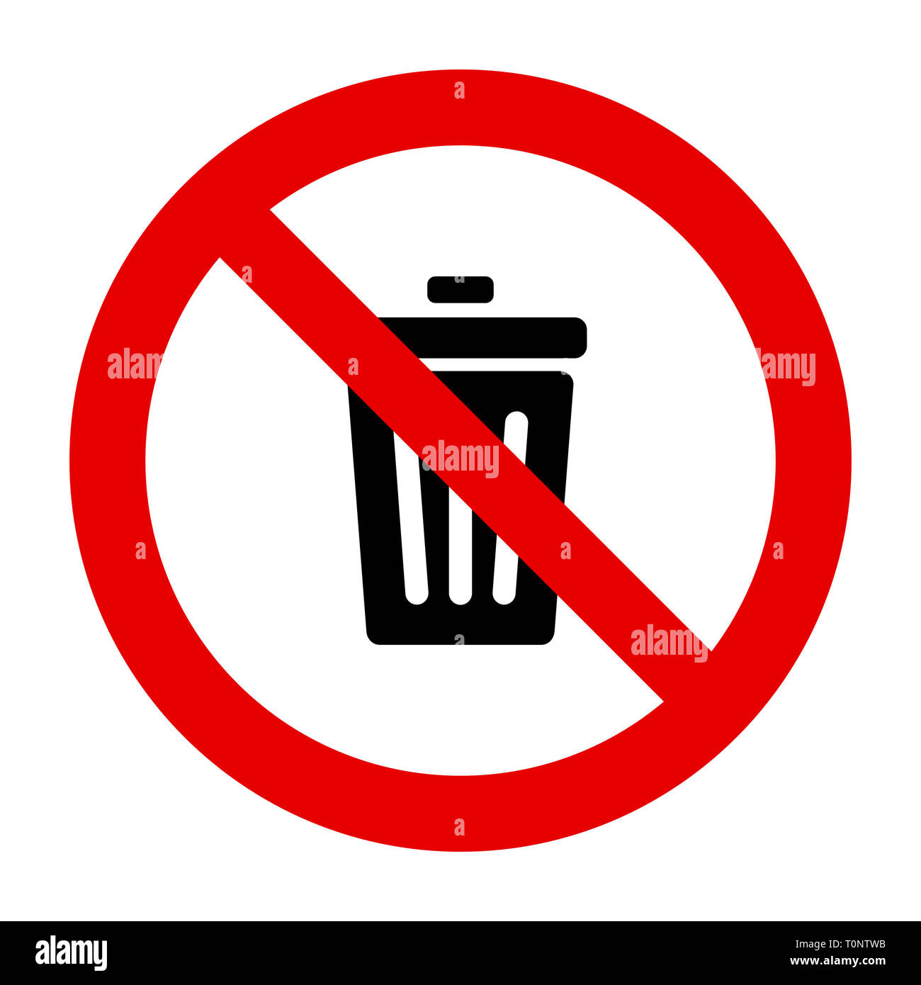 Waste bin and prohibition sign Stock Photo - Alamy