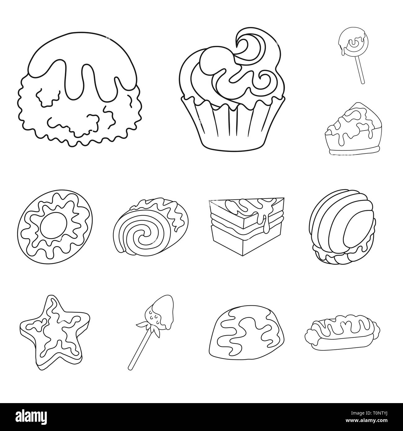 Isolated object of sweet and product logo. Set of sweet and caramel ...