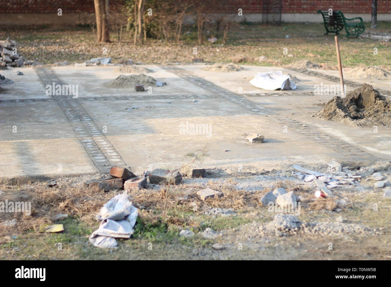 a dirty area where construction bricks lying here and there, view Stock ...
