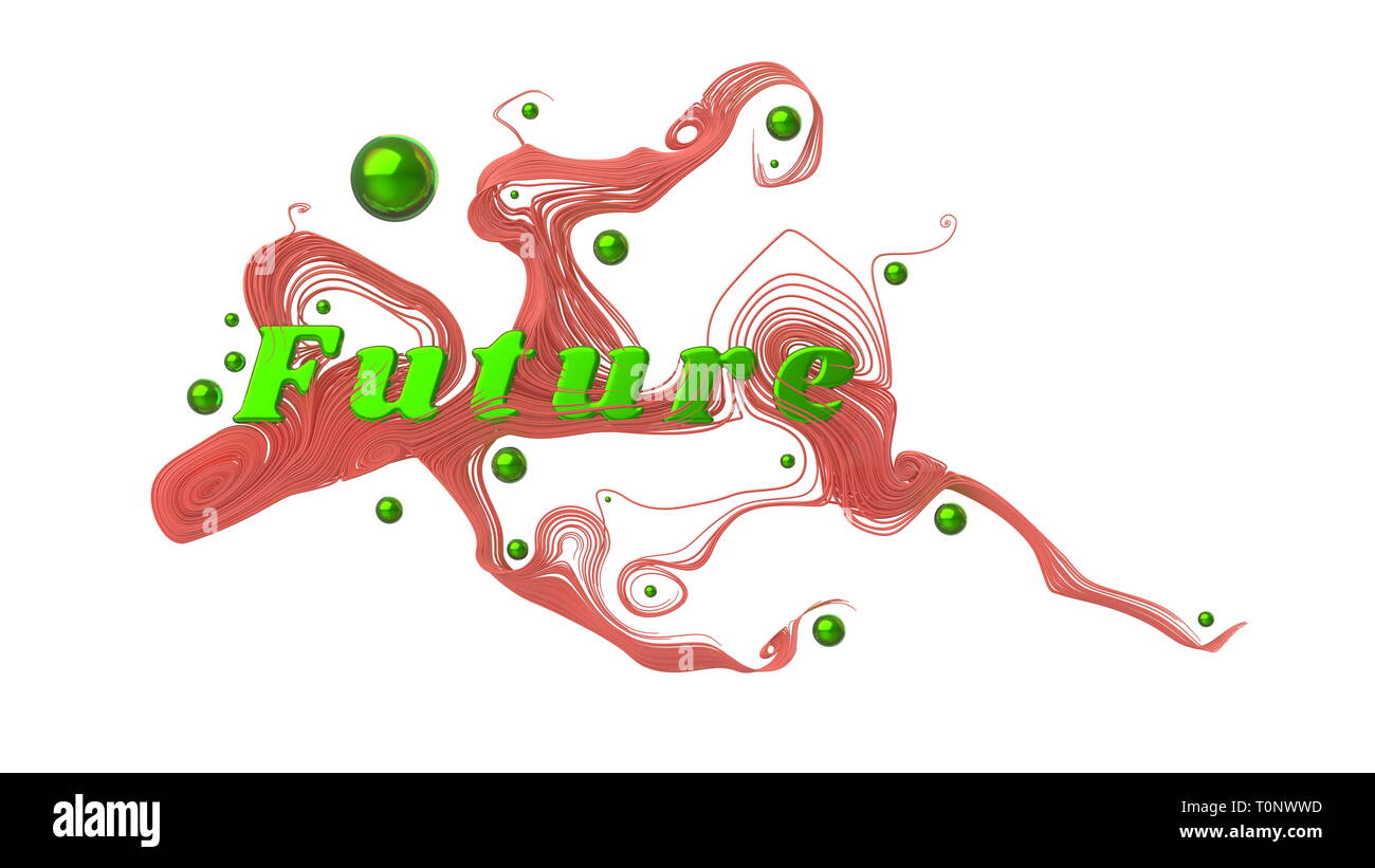 Abstract graphic composition with the word Future. behind the word are ...