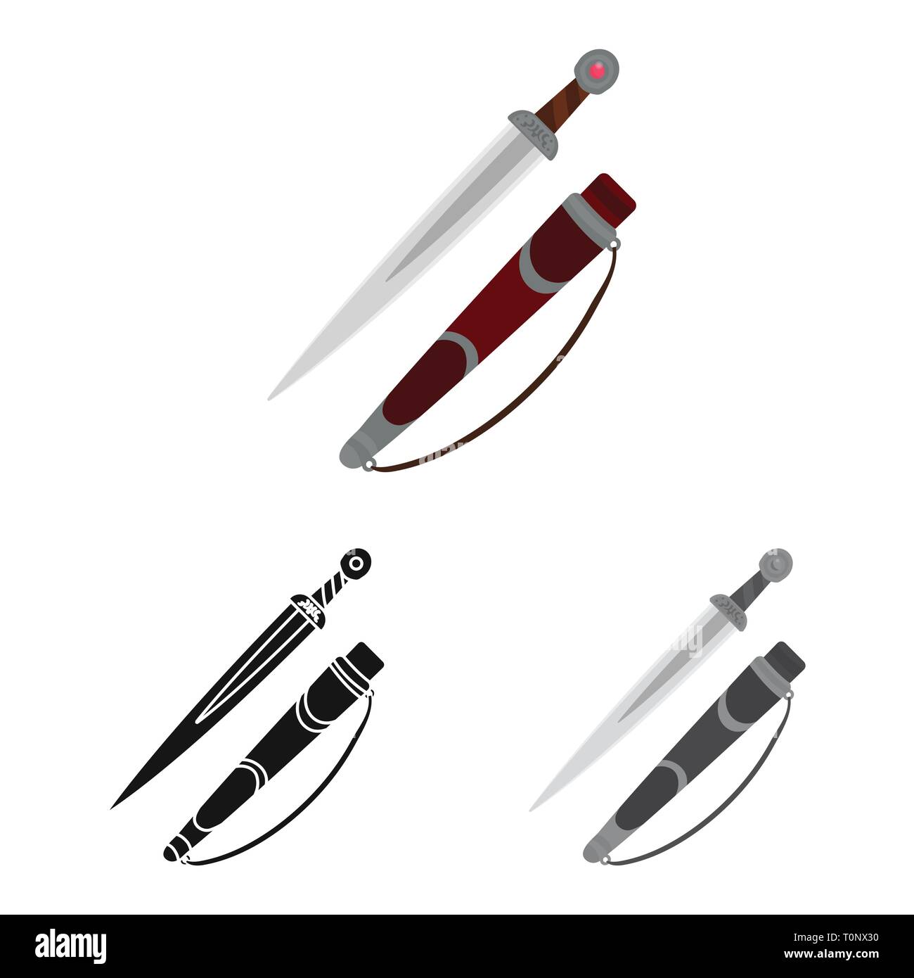Vector illustration of dagger and knife logo. Set of dagger and ...