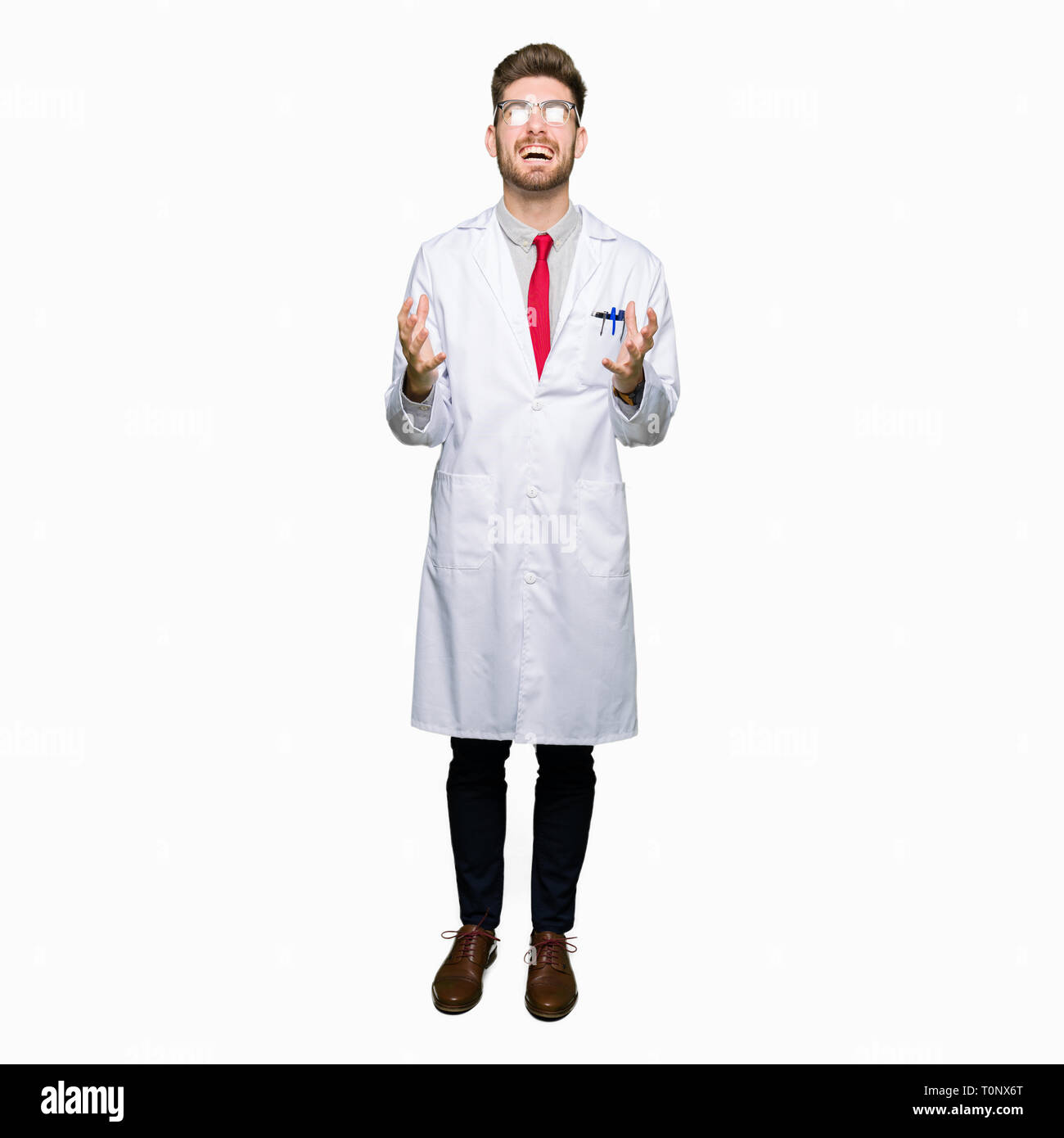 Handsome hispanic man shouting expression Cut Out Stock Images ...