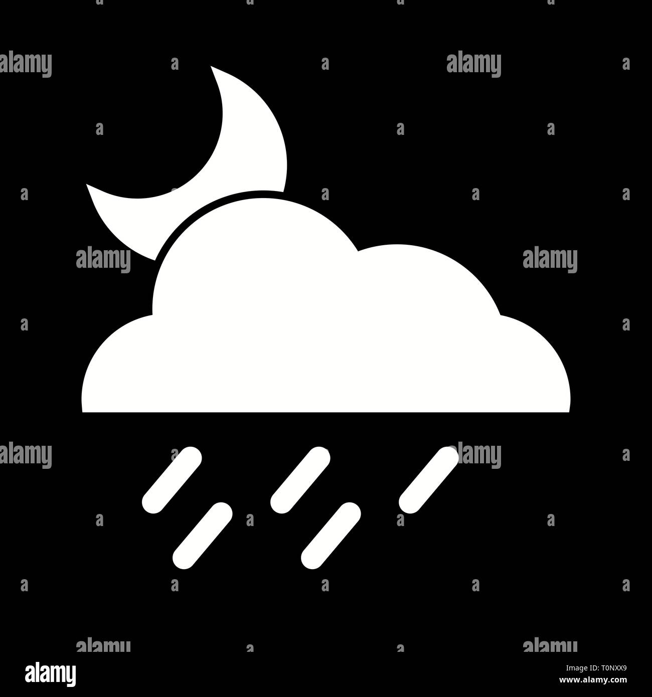 Illustration Night Rain Icon Stock Photo - Alamy