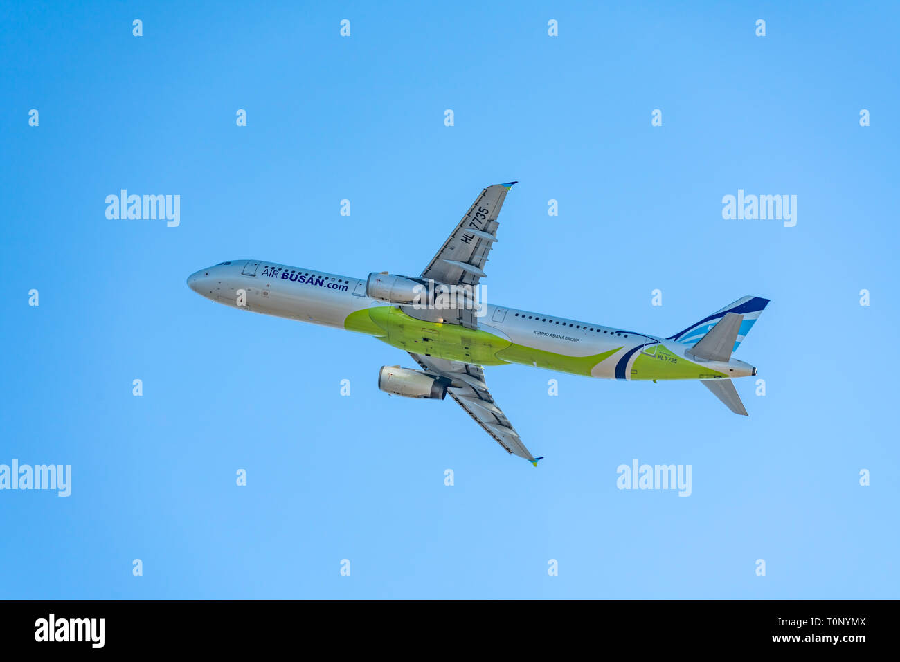 OSAKA, JAPAN - JAN. 4, 2019: Air Busan Airbus A321-200 taking off from ...